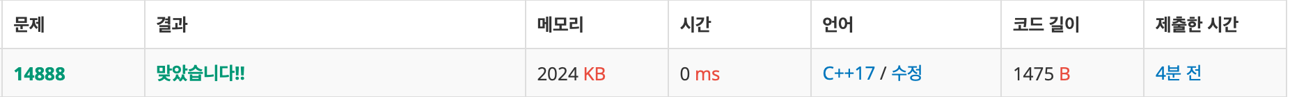[백준 / BOJ] 14888 연산자 끼워넣기